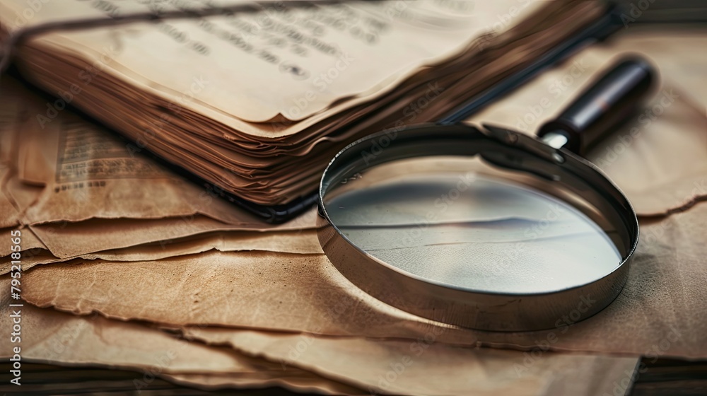 Top-secret dossier with classified information. Ancient manuscripts ...