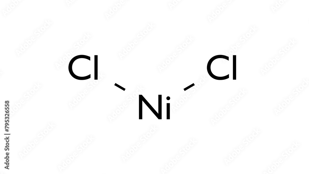 nickel(ii) chloride molecule, structural chemical formula, ball-and ...