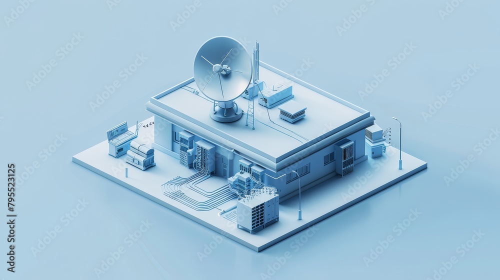 Internet Infrastructure: A 3D vector illustration of a data center ...