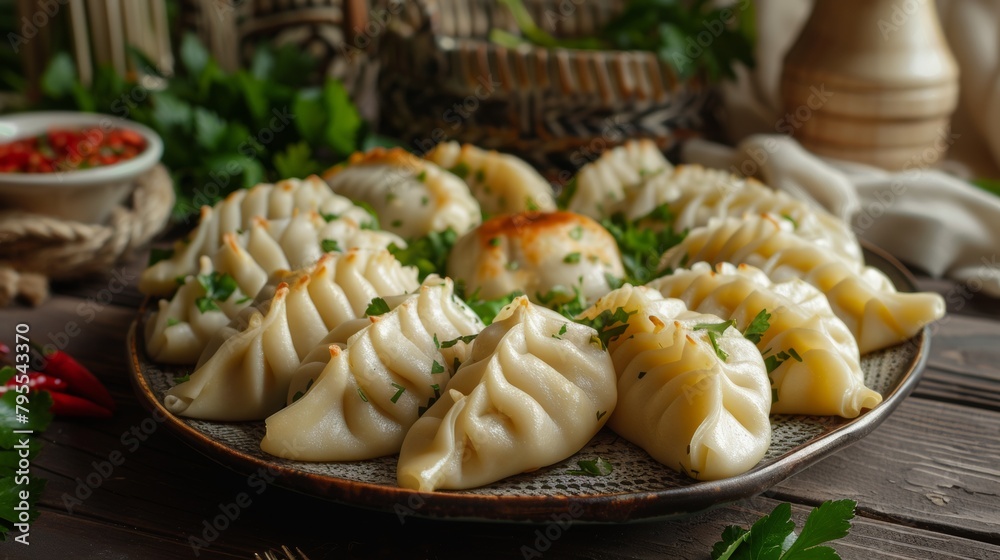 Azerbaijani gyurza. these are elongated dumplings with a curl of dough ...