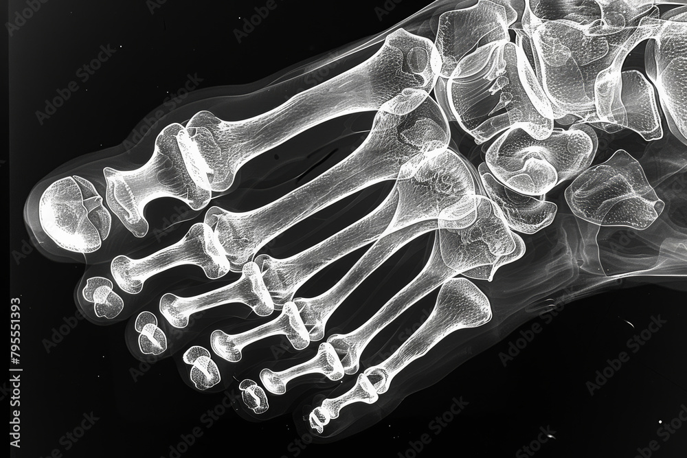 Stock-Illustration „Xray, anatomy and foot skeleton on film, human body ...