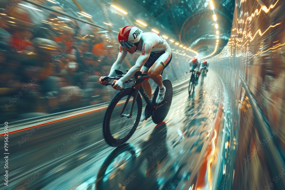 Intense track cycling at Paris Olympics: blurred motion captures the ...