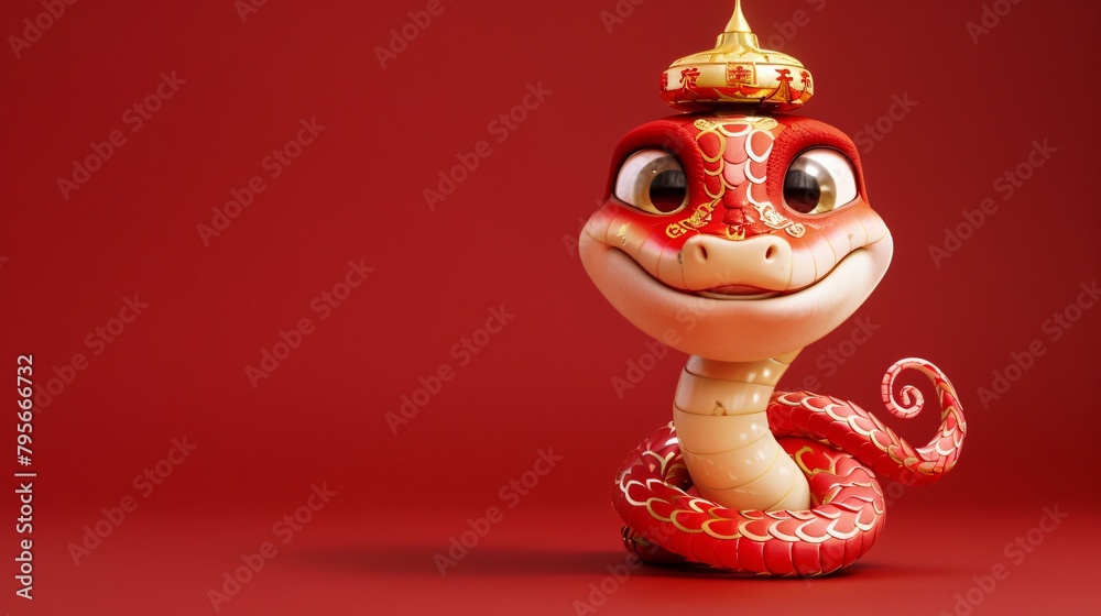 蛇年3D红色艺术背景 Stock Illustration | Adobe Stock