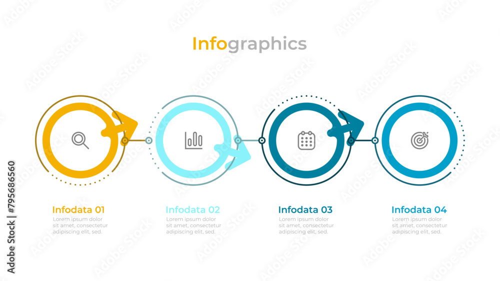 Vector infographic label design template with arrows and 4 options or ...