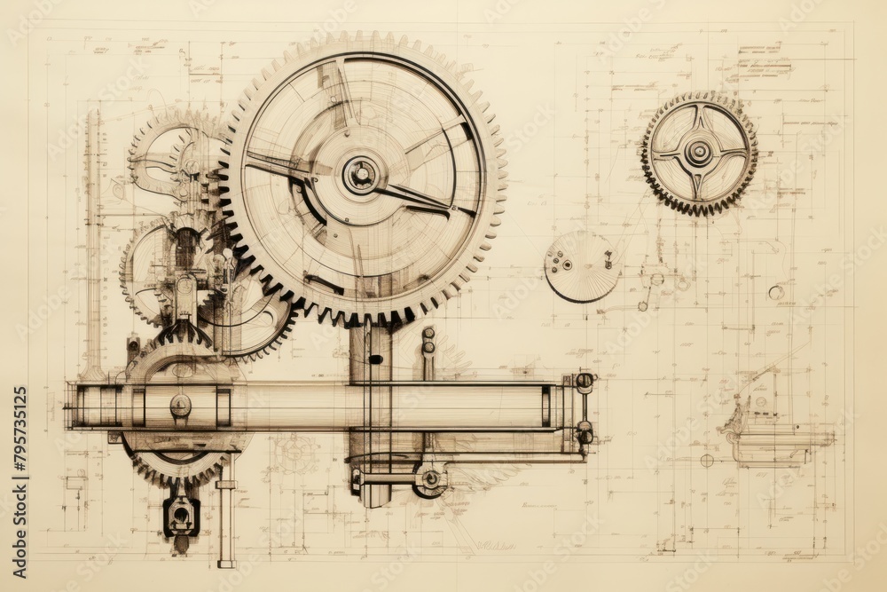 Gear diagram backgrounds drawing Stock Illustration | Adobe Stock