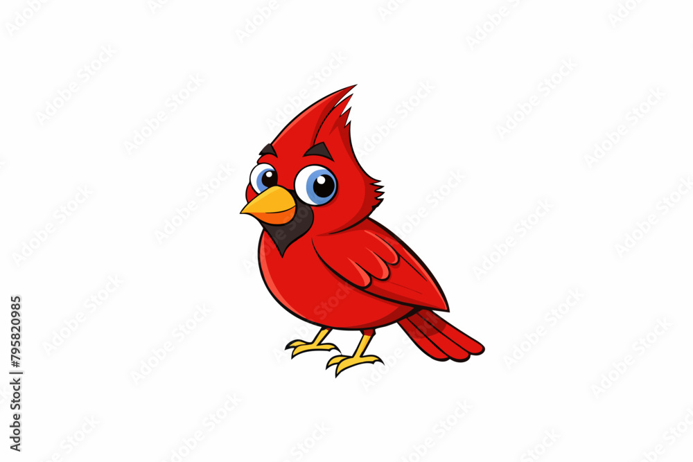 cardinal bird cartoon vector illustration Stock Vector | Adobe Stock