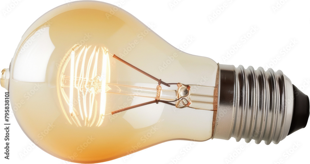Illuminated vintage light bulb on transparent background Stock Photo ...