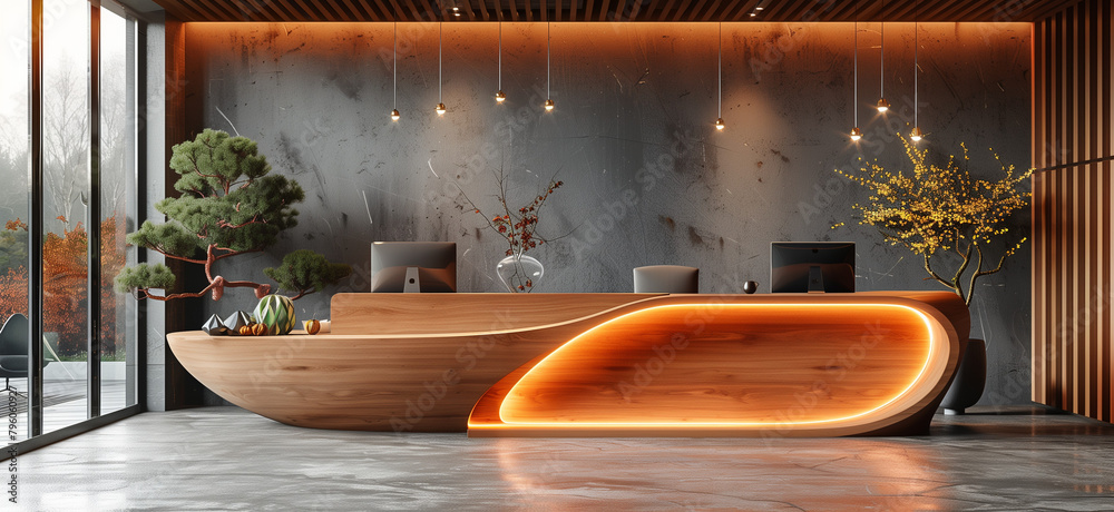 Parametric Style Reception Counter Design with Diverse Materials Stock ...