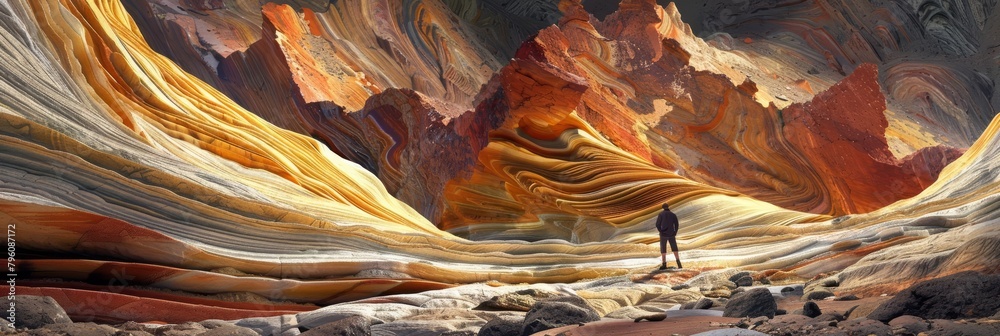 Ilustrace Geologists study rock formations to understand the Earths ...