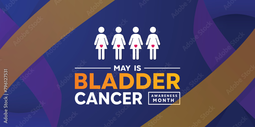 May is Bladder Cancer Awareness Month. People icon and ribbon. Great ...