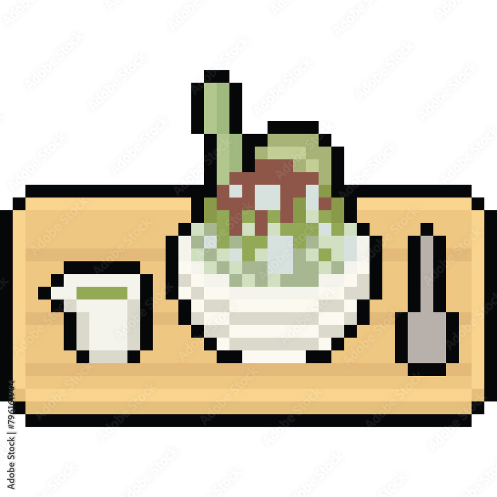Pixel art matcha bingsu cartoon illustration Stock Illustration | Adobe ...