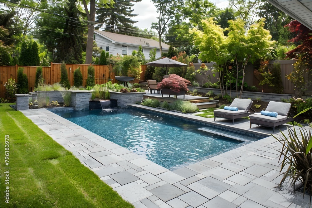 Transformation from neglected backyard to stunning pool oasis. Concept ...