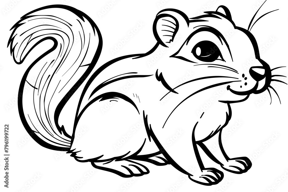basic cartoon clip art of a Chipmunk, bold lines, no gray scale, simple ...