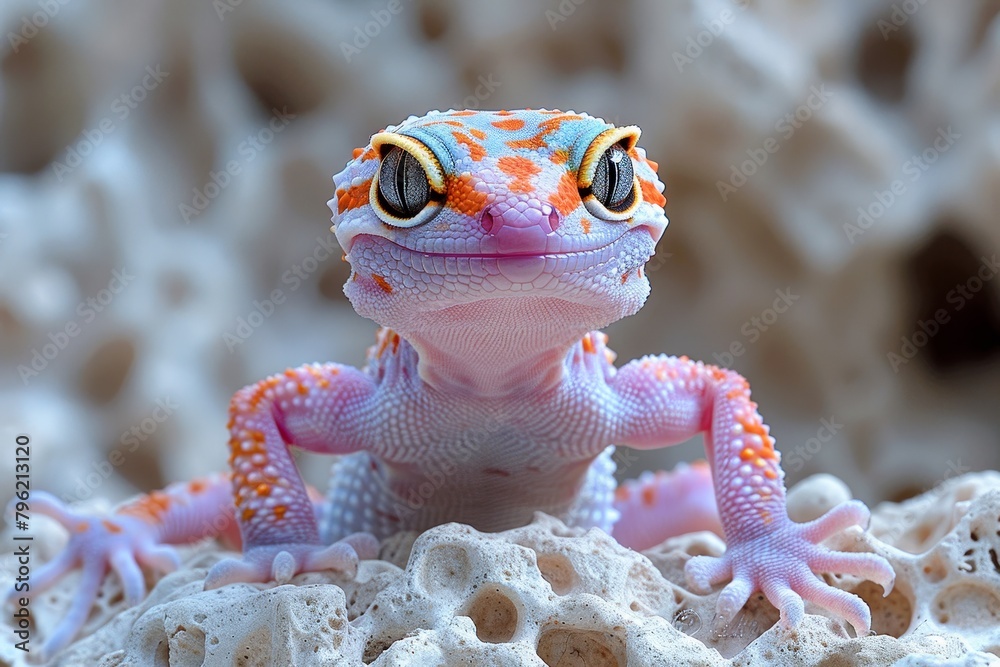 Leopard Gecko: Resting on a textured surface, displaying its spotted ...