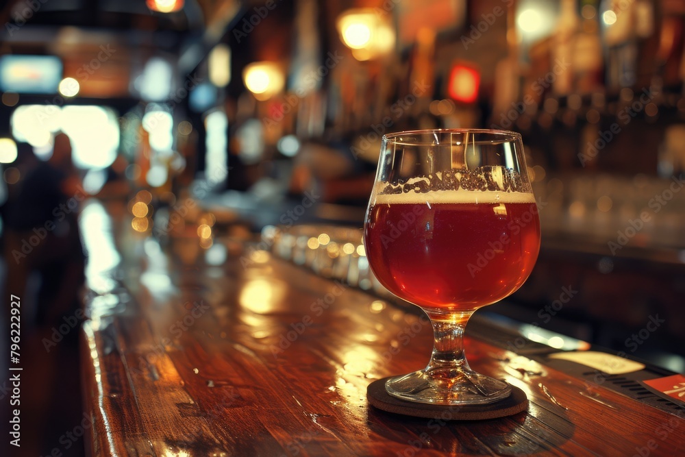 Goblet of India Pale Ale on a Wood Counter at a Bar - Refreshing Beer ...
