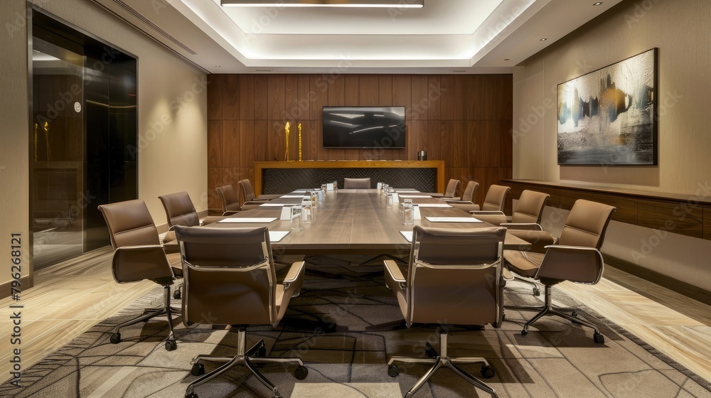 Hotel business center with conference rooms and office space. Large ...