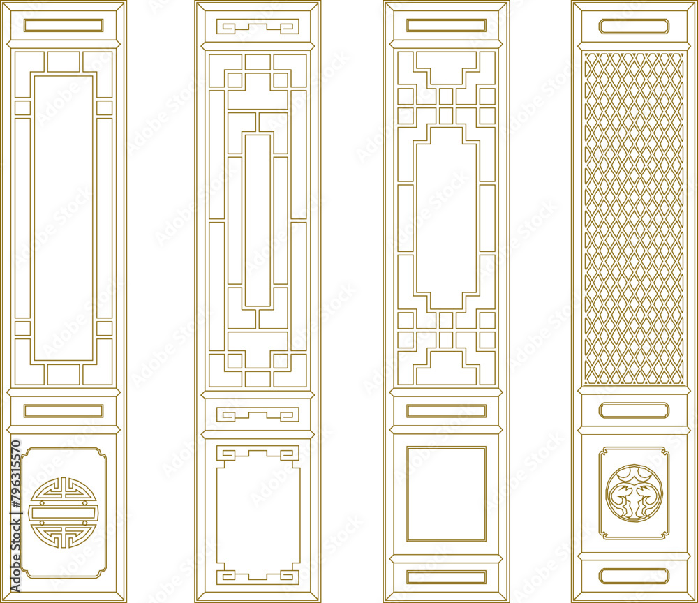 collection of vector designs for traditional ethnic Chinese high door ...