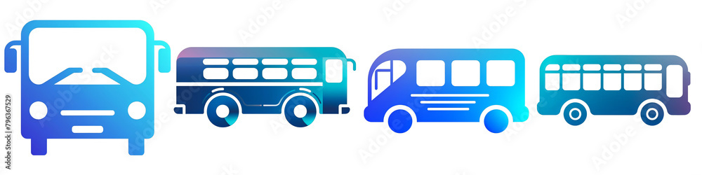 Bus clipart collection, symbol, logos, icons isolated on transparent ...