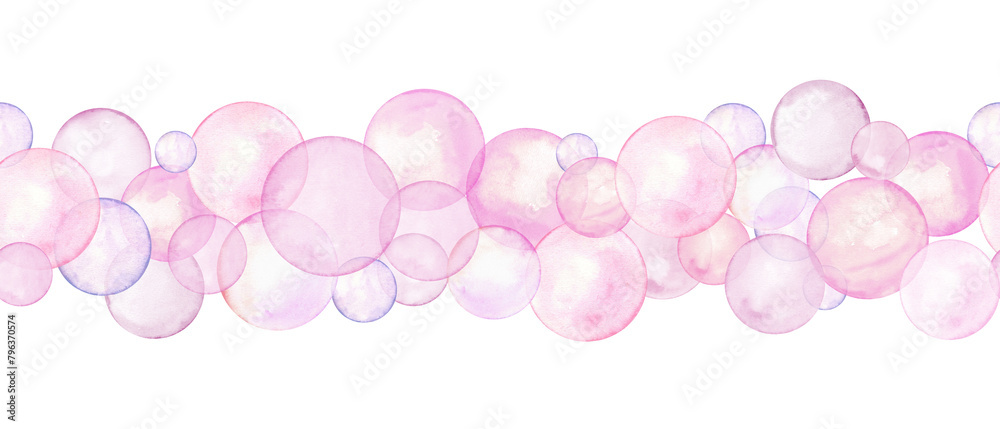 Seamless border of pink polka dots. Simple geometric shape in soft ...