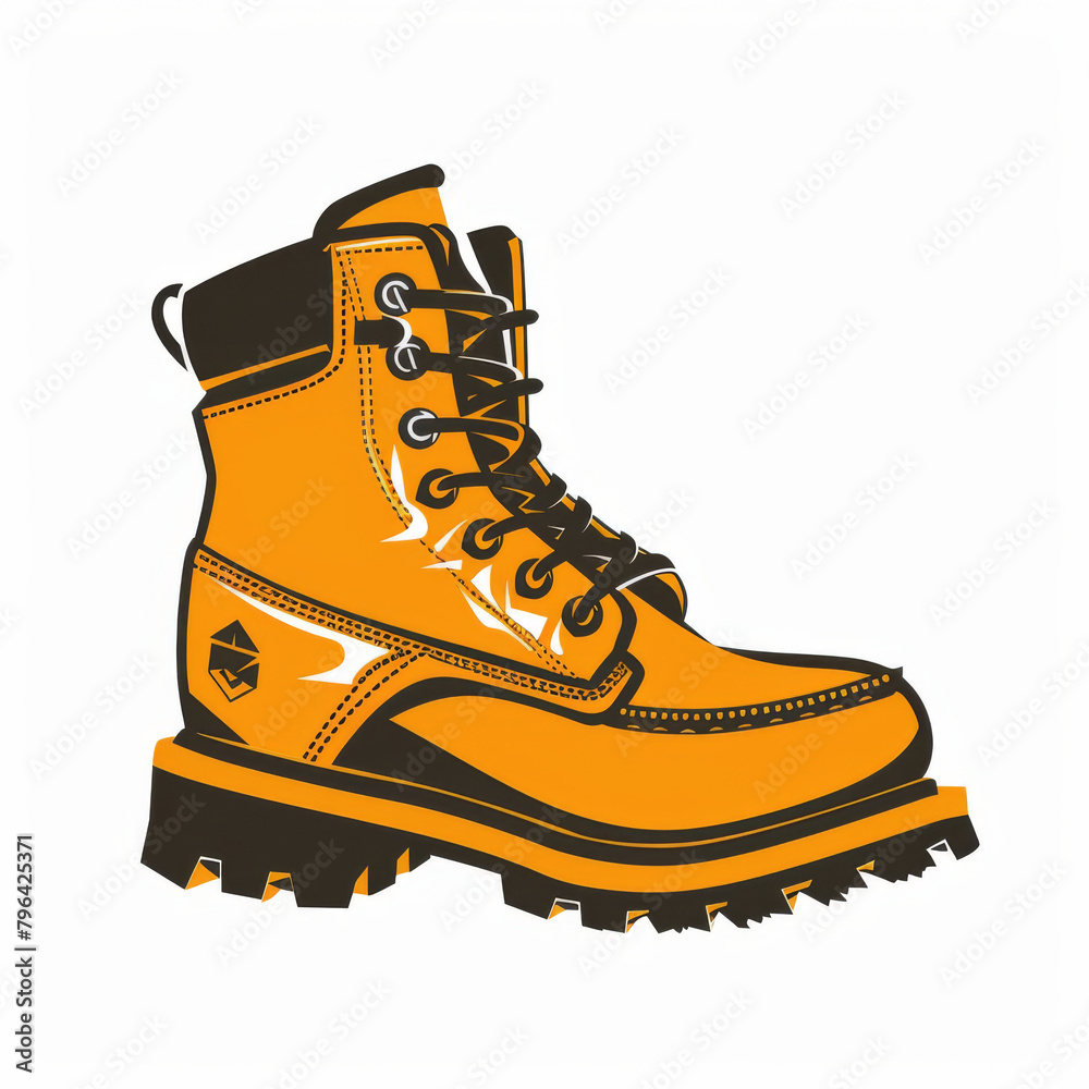 Stylized graphic of durable, heavy-duty work boots in yellow, designed ...