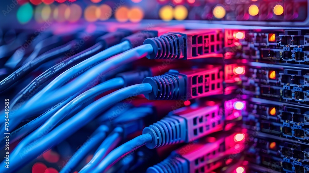Internet Infrastructure: A photo of network cables neatly organized and ...