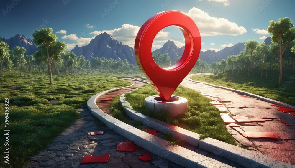 Red Pin location icon 3d render realistic Stock Illustration | Adobe Stock