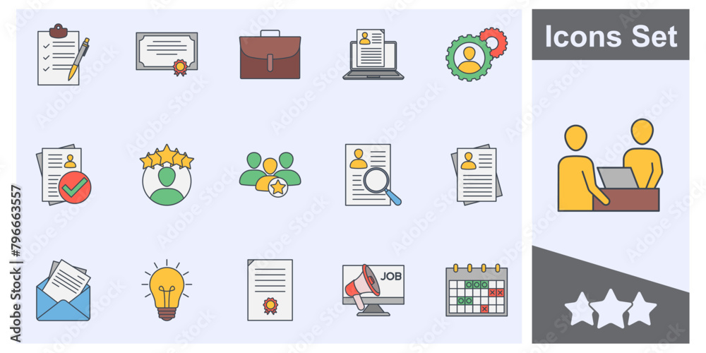 recruitment icon set symbol collection, logo isolated vector ...