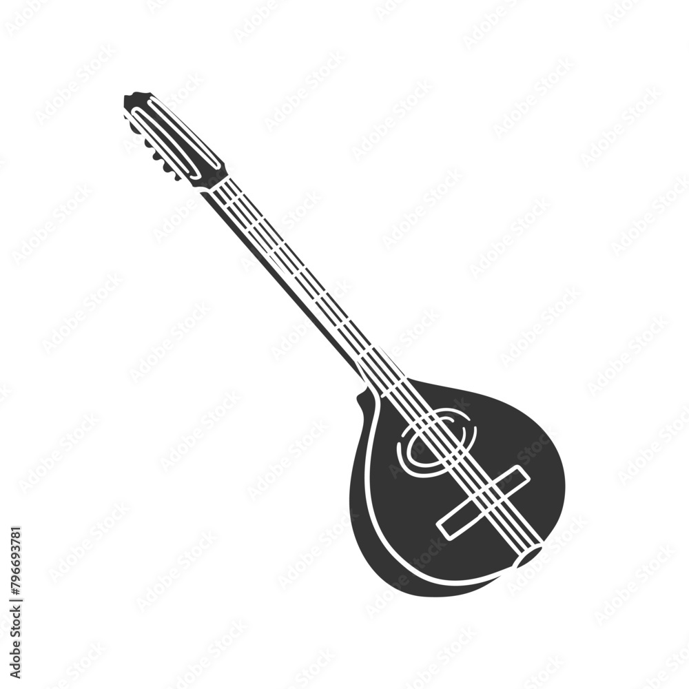 Bouzouki Icon Silhouette Illustration. Music Instrument Vector Graphic ...