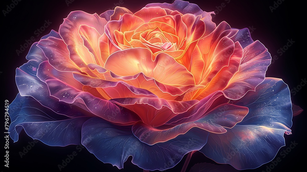 Create a detailed illustration of a rose, including its root system and ...