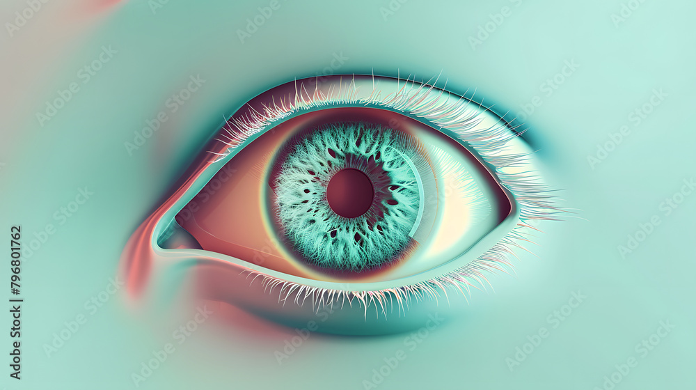3D eye with vision for social change. Operating in an optometry center ...