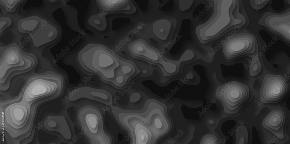 3D Stylized topographic contour map. Geography scheme and terrain ...