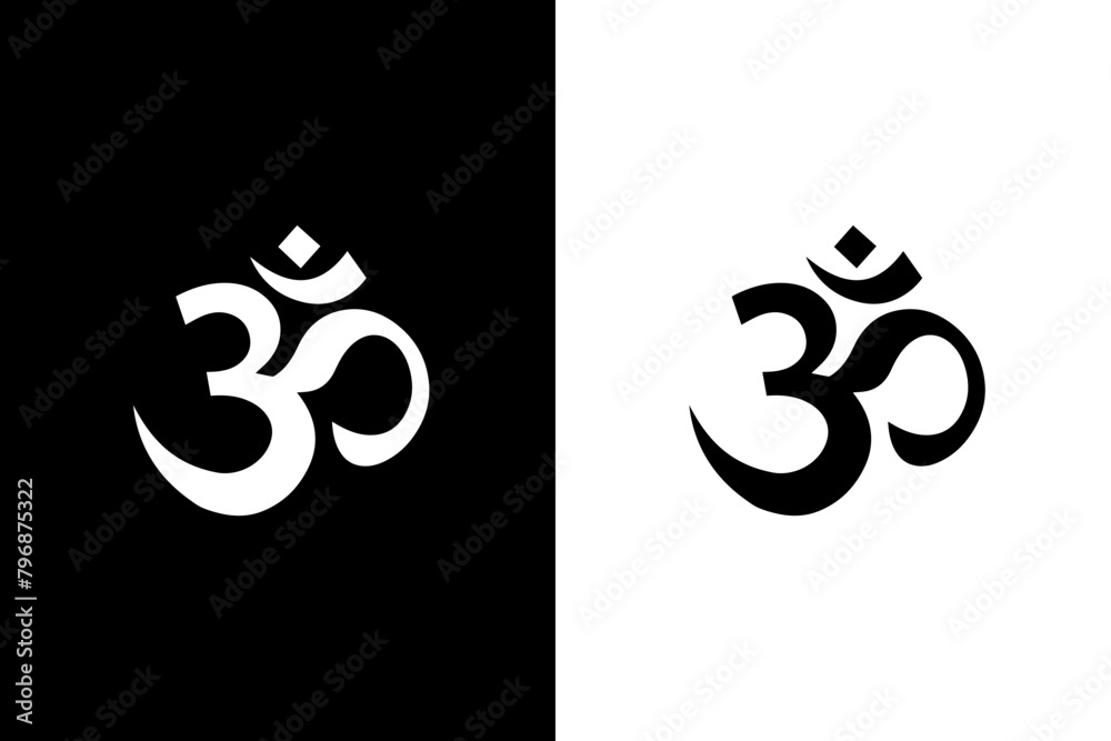 Ohm black and white Symbols. Om symbol. Buddhism symbol. Om vector ...