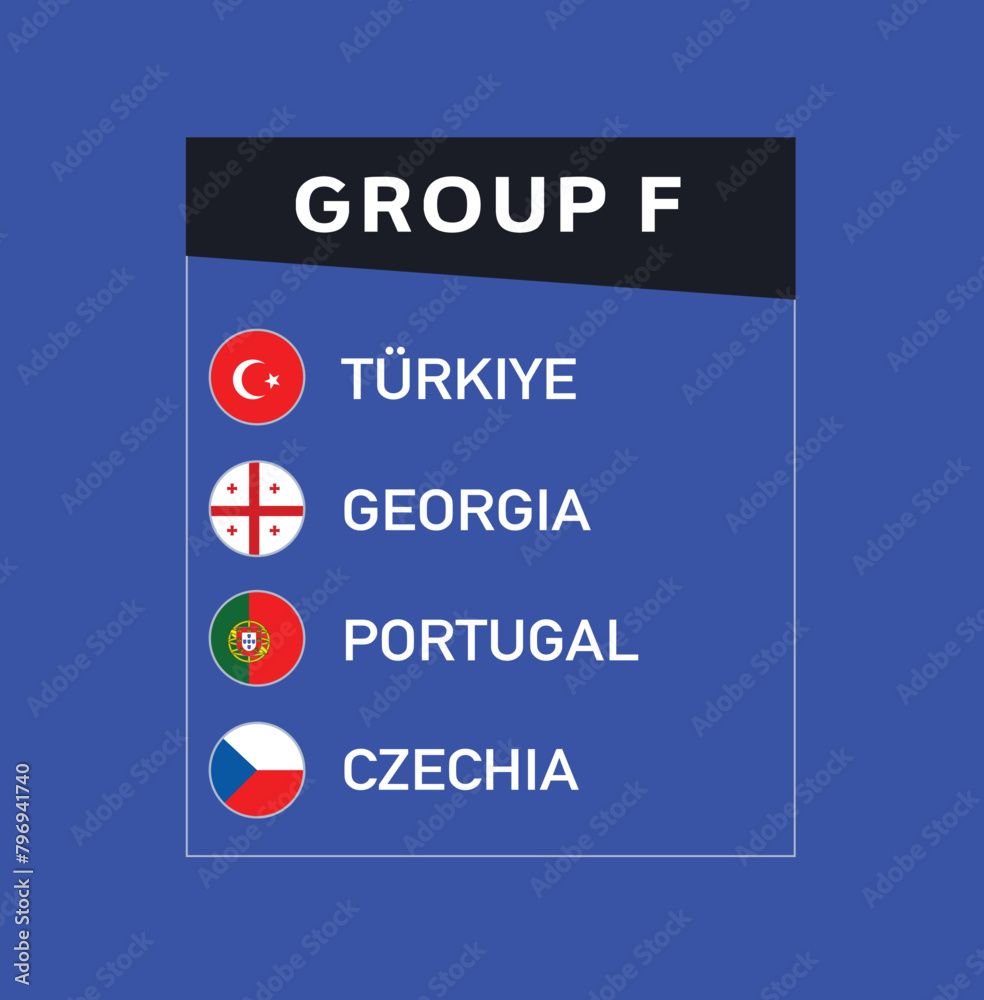 European Nations 2024 Group F Emblem Design Abstract Teams Countries ...