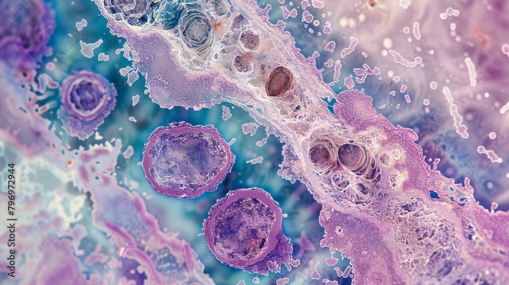 Ovarian follicular cyst, light micrograph, photo under microscope ...