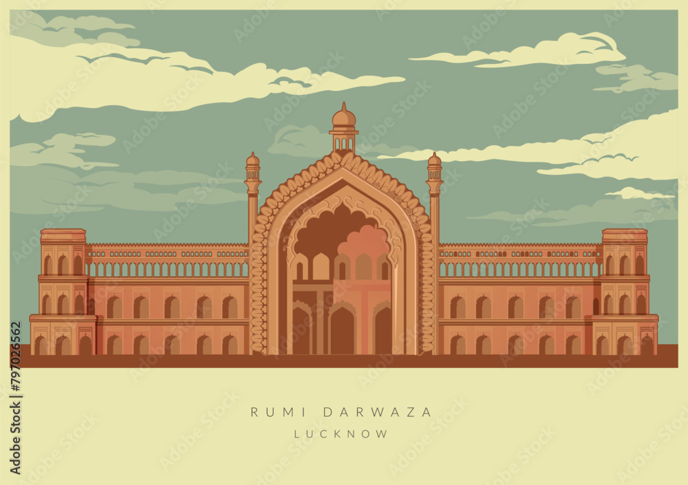 Lucknow City - Rumi Darwaza Icon Stock Vector | Adobe Stock