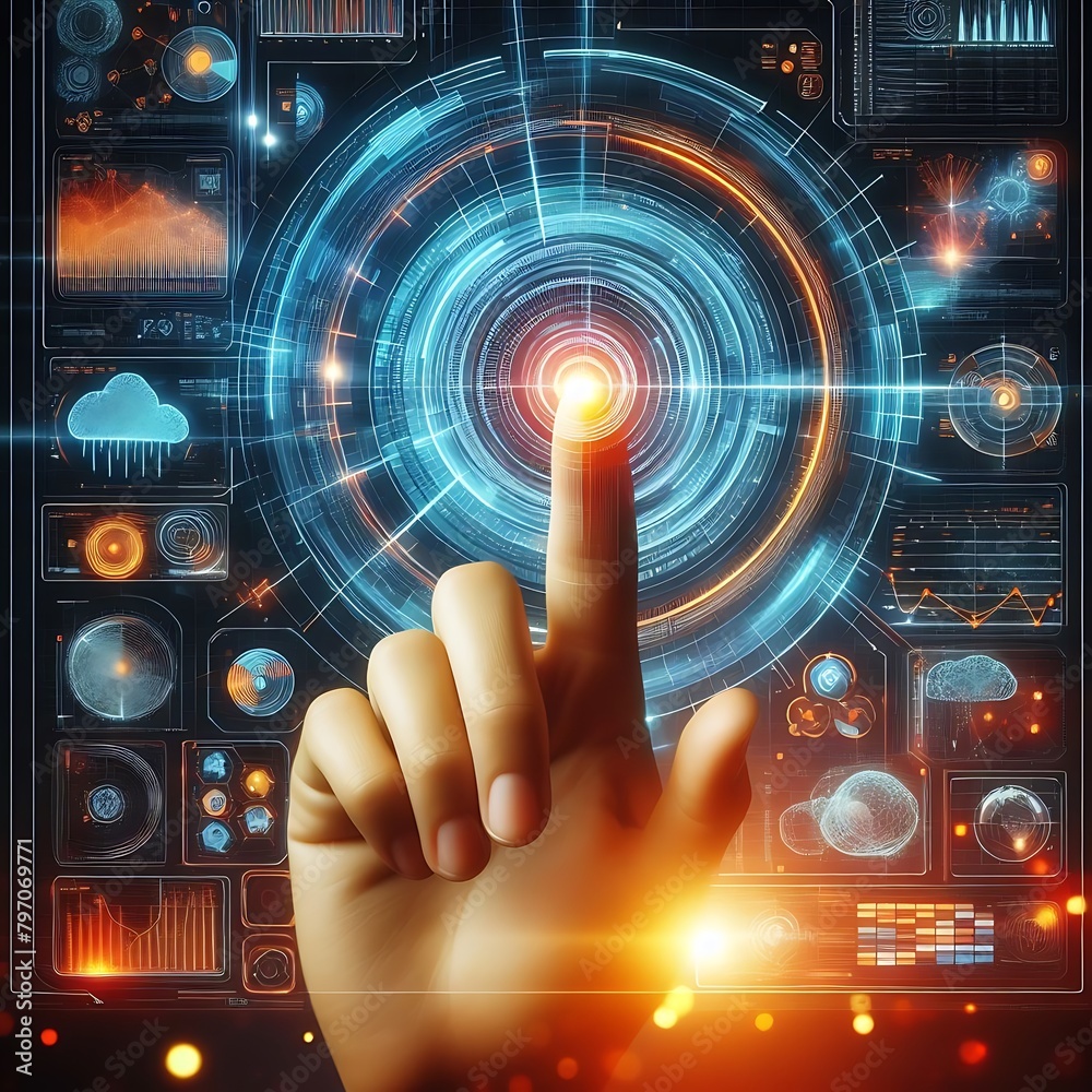 Interacting with Data Flow: Hand Touching Spinning Data Visualization ...