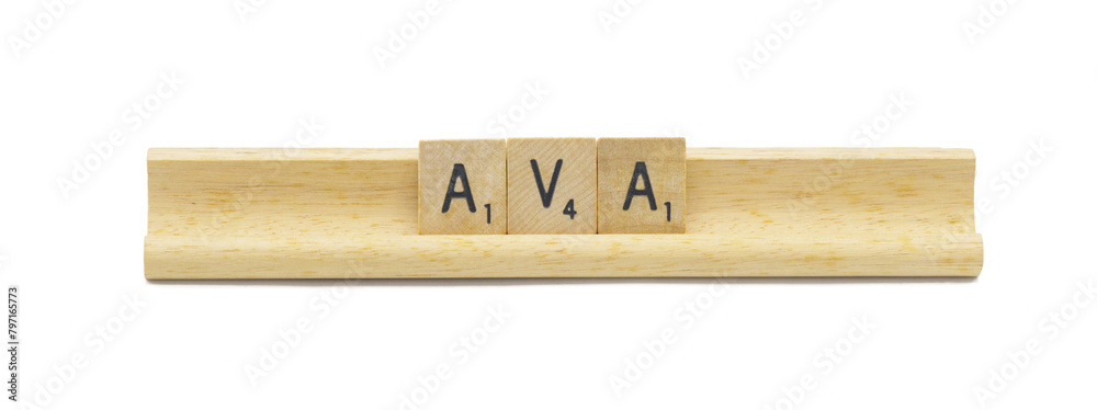 concept of popular newborn baby girl first name of AVA made with square ...