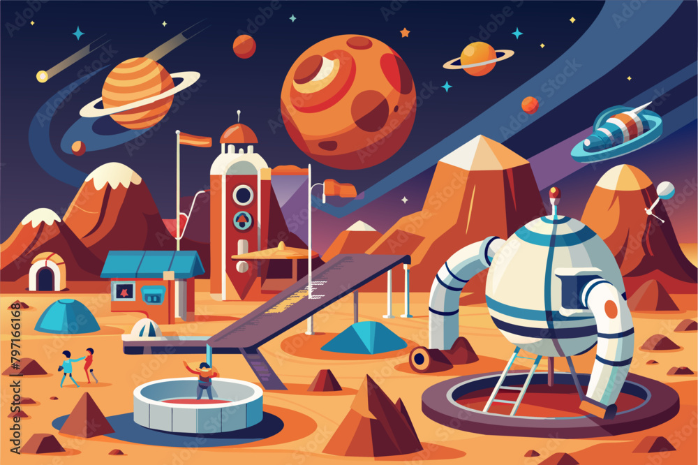 Astronaut training camp playground with a gravitydefying jump zone, a ...
