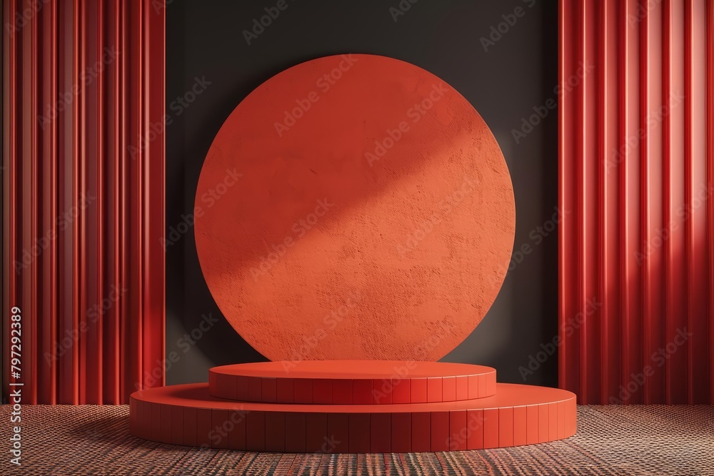 Set against a backdrop of rich, bold colors, the blank podium perfectly ...