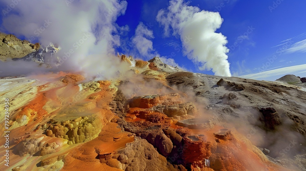 Geysers shoot hot water and steam into the air with great force. The ...