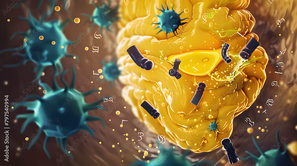 A yellow human appendix is illustrated with blue steel thin appendiceal ...