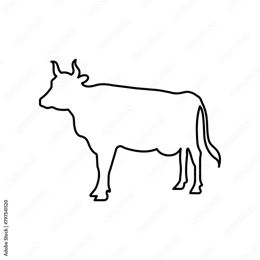 Cow outline silhouette icon vector. Farm cow, icon. Livestock concept ...