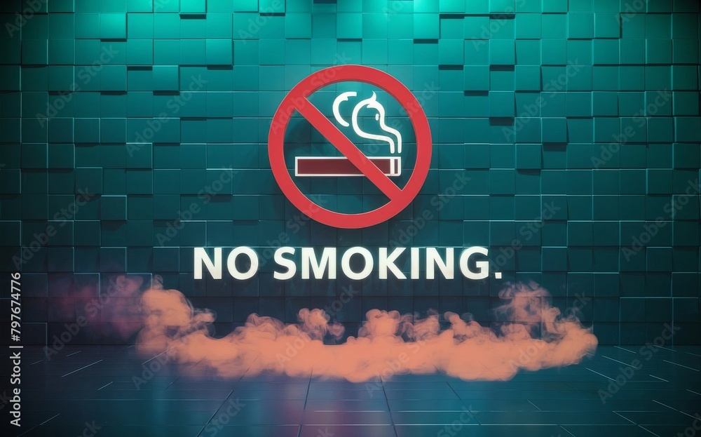 No Smoking Sign with Text Warning and Colorful Backdrop Obscured by ...