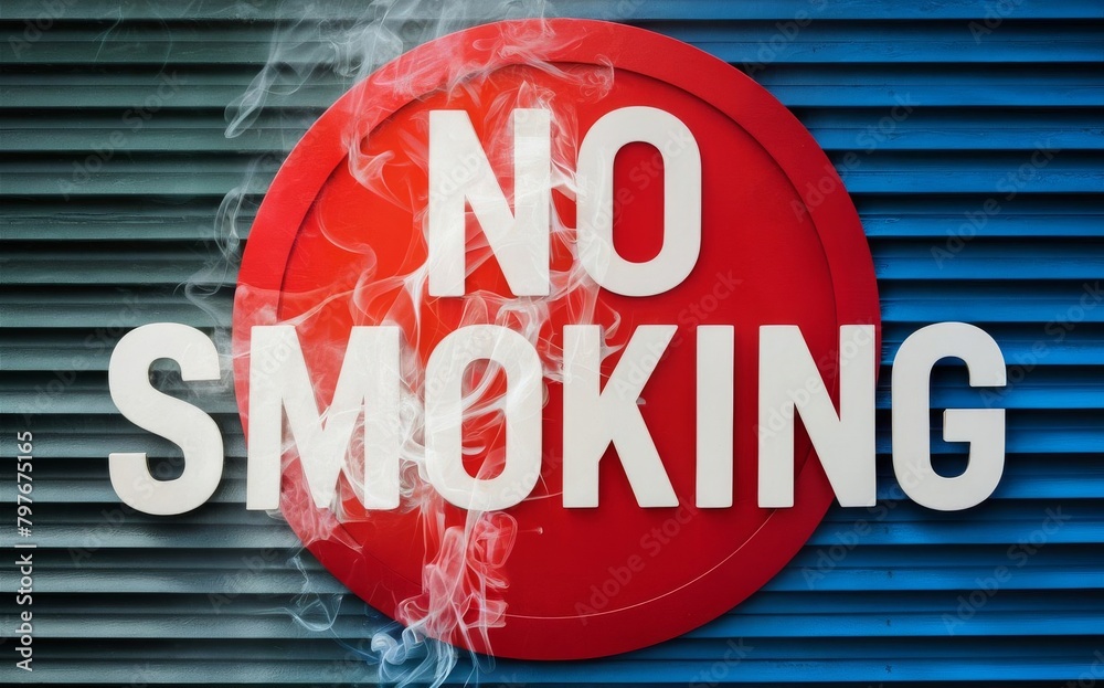 No Smoking Sign with Text Warning and Colorful Backdrop Obscured by ...