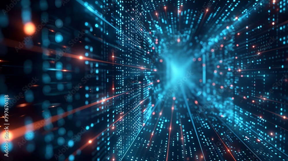 Data Grid: A 3D vector representation of a grid with data points ...
