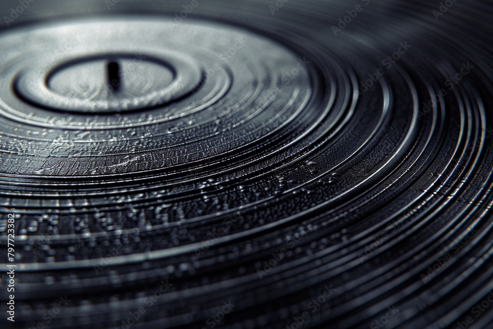 Textured surface of a vinyl record, featuring grooves and concentric ...