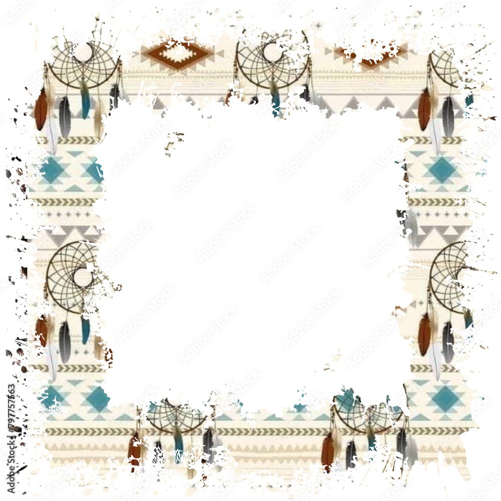 square frame Wild West texture - Native American wind chimes - cream ...