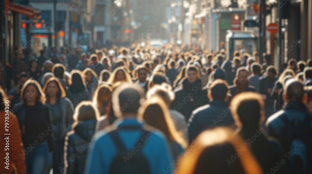 large crowd of people walking down the street Stock Photo | Adobe Stock