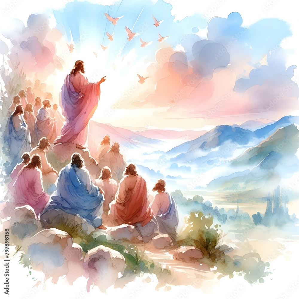 Jesus preaching in Galilee and gathering his disciples, Sermon on the ...