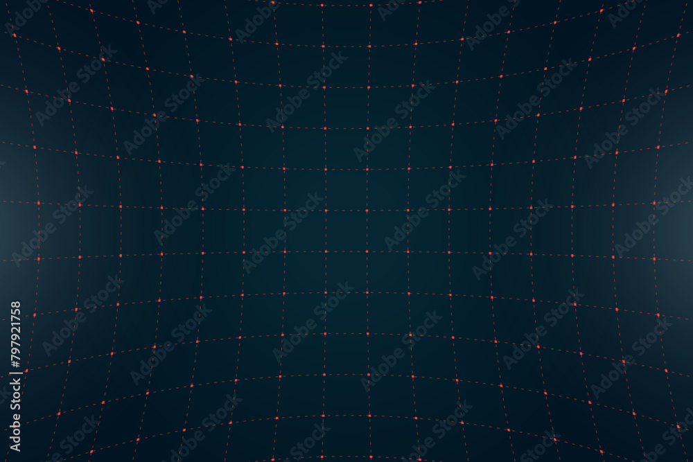 VR HUD futuristic interface voluminous square grid. Line and dot head ...